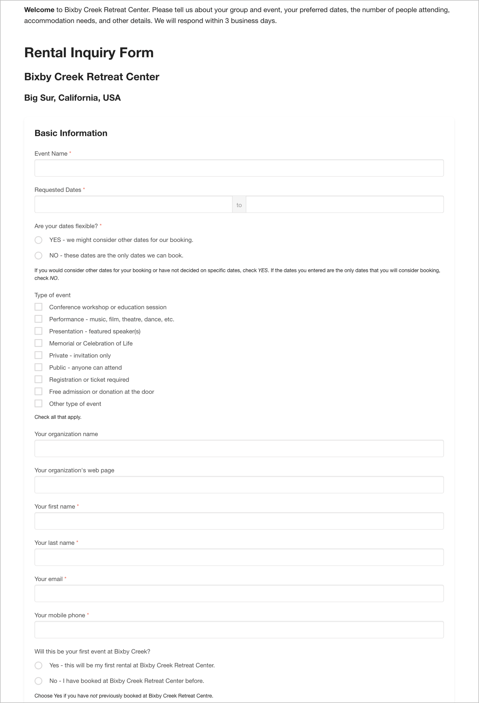 Rentals for Groups and Conferences